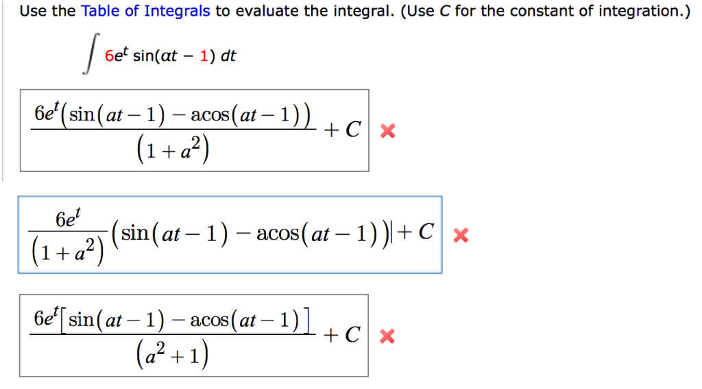 Solved Use the Table of Integrals to evaluate the integral. | Chegg.com