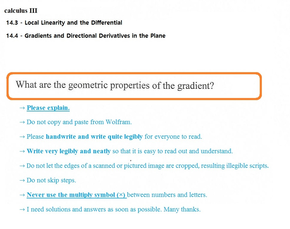 Solved Local Linearity and the Differential Gradients and | Chegg.com