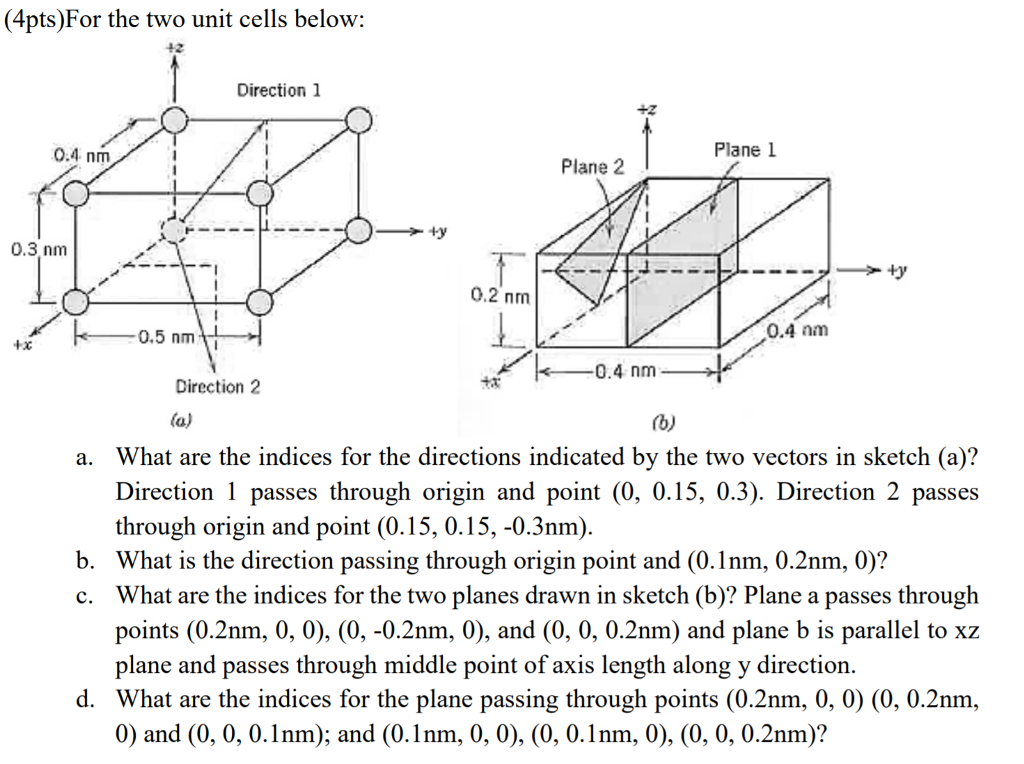 Solved (4pts)For the two unit cells below: 12 Direction 1 12 | Chegg.com
