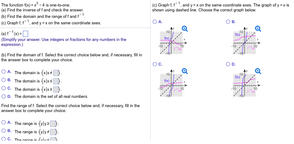 Solved (c) Graph f, f-1, and y #x on the same coordinate | Chegg.com