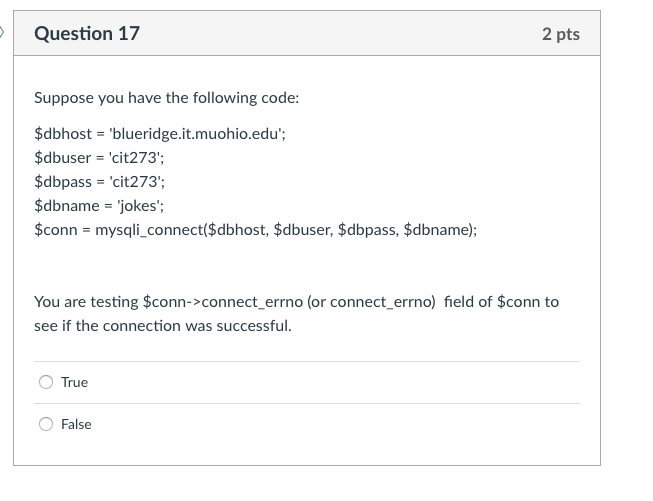 Solved Question 17 2 pts Suppose you have the following | Chegg.com