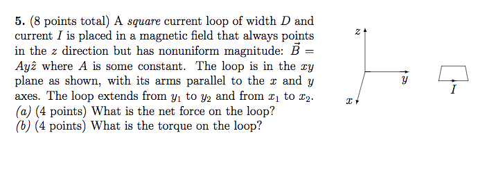 Solved A square current loop of width D and current I is | Chegg.com