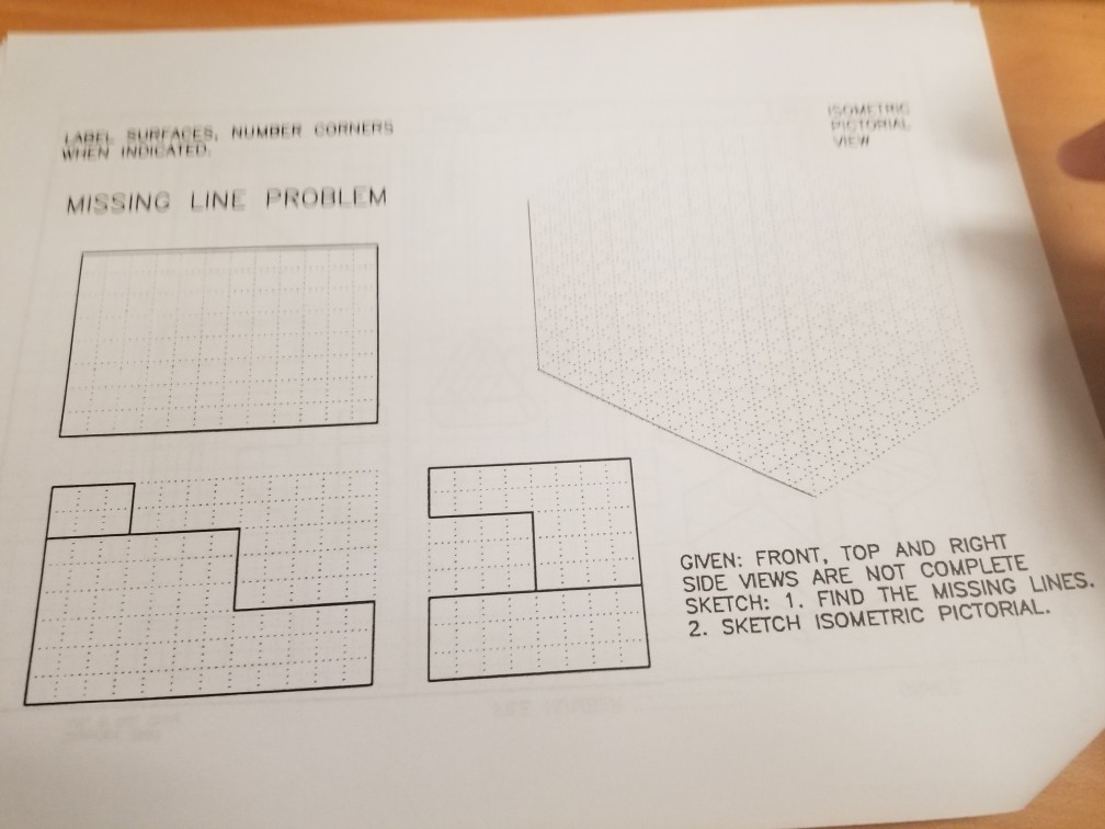 Solved WHEN INDICATED MISSING LINE PROBLEM GIVEN: FRONT, TOP | Chegg.com