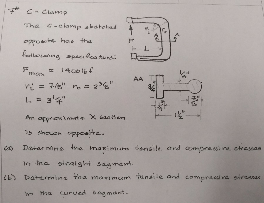 Solved 구* C-Clamp Tha c-elamp s katchad opposite has tha | Chegg.com