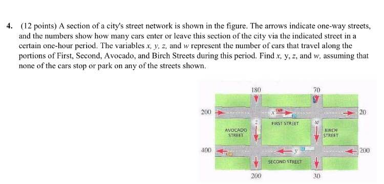 Solved 4. (12 points) A section of a city?s street network | Chegg.com