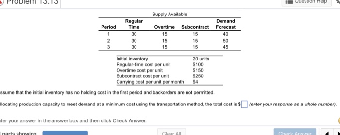 Solved Assume that the initial inventory has no holding | Chegg.com