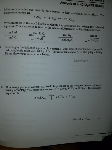 Solved Analysis of a KClO_3-KCl Mixture Aluminum powder can | Chegg.com