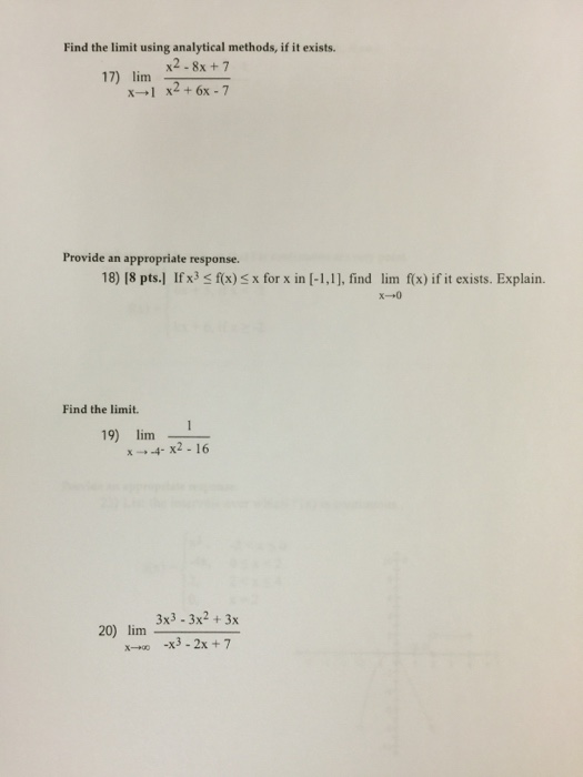 Solved Find the limit using analytical methods, if it exist. | Chegg.com