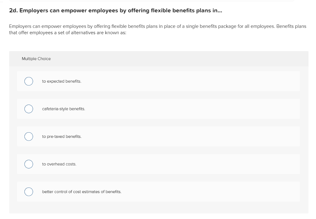 Solved Required information 2. Selecting Employee Benefits | Chegg.com