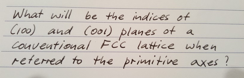 Solved What will be the indices of (100) and (001) planes of | Chegg.com