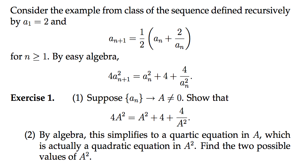 Solved Consider the example from class of the sequence | Chegg.com