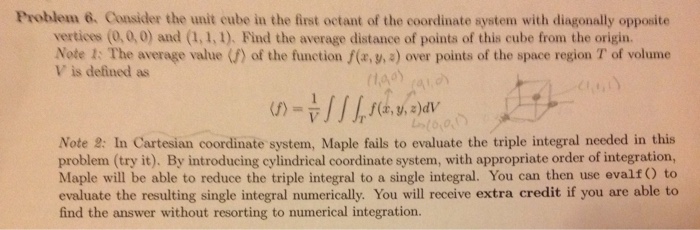 Solved Problem 6 Consider The Unit Cube In The First Octant