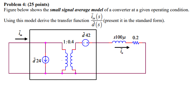 Solved Figure below shows the small signal average model of | Chegg.com
