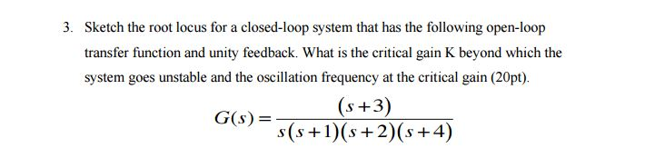 3. Sketch the root locus for a closed-loop system | Chegg.com