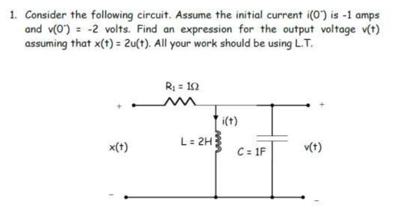 Solved Consider the following circuit. Assume the initial | Chegg.com