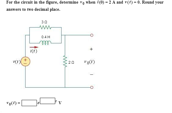 Solved For the circuit in the figure. determine v0 when i(0) | Chegg.com