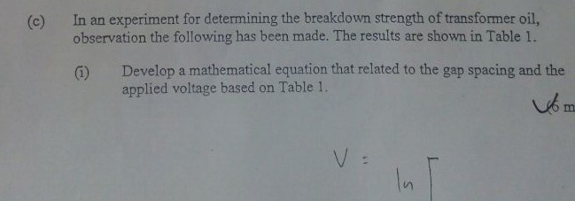 Solved In an experiment for determining the breakdown | Chegg.com