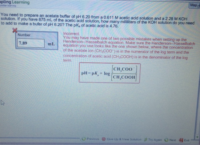 Solved You Need To Prepare An Acetate Buffer Of Ph Of 6 20