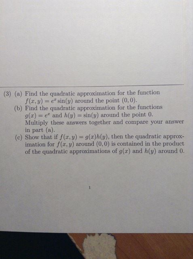 Solved Find the quadratic approximation for the function | Chegg.com