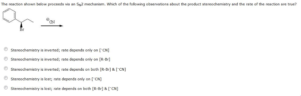 Solved The reaction shown below proceeds via an SN2 | Chegg.com