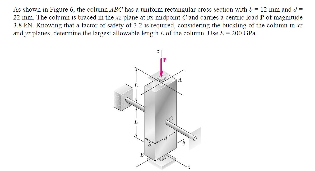 Solved As shown in Figure 6, the column ABC has a uniform | Chegg.com