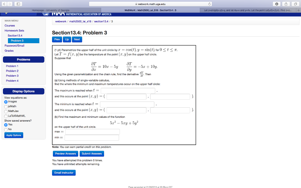 Solved webwork.math.uga.edu y of Georgia WeBWorK: Math2500 | Chegg.com