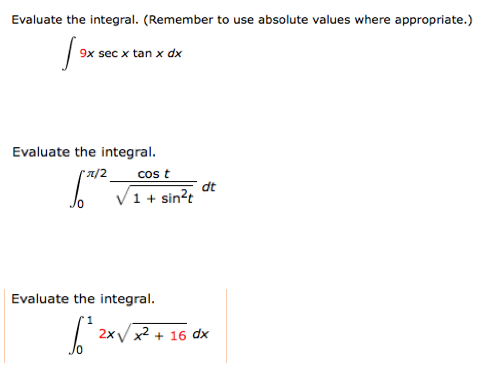 Solved Evaluate the integral. (Remember to use absolute | Chegg.com
