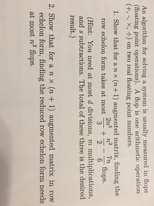 Solved An algorithm for solving a system is usually measured | Chegg.com