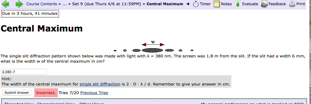 Solved The single slit diffraction pattern shown below was | Chegg.com