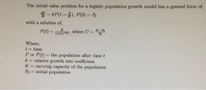 Solved The initial value problem for a logintic population | Chegg.com