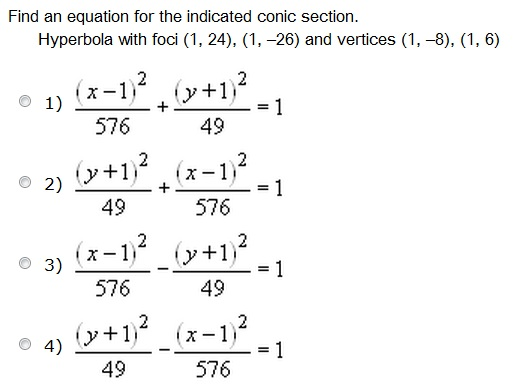 Solved Find an equation for the indicated conic section. | Chegg.com
