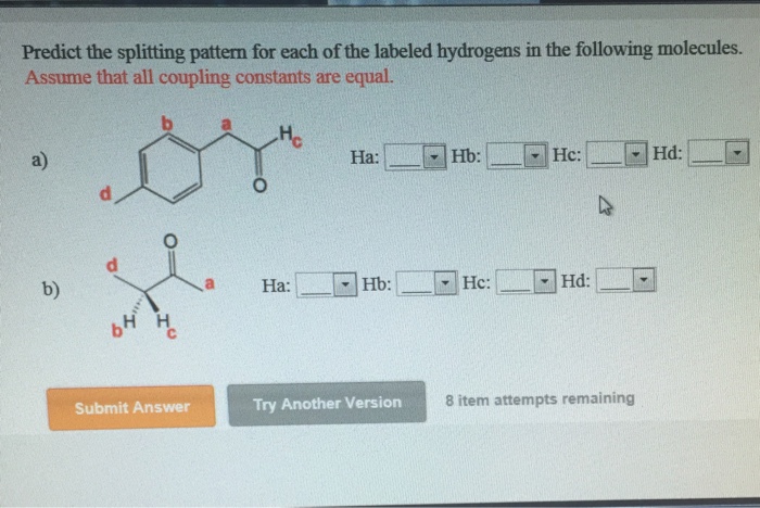 Solved Predict the splitting pattern for each of the labeled | Chegg.com