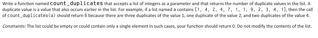 Solved Write A Function Named Count Duplicates That Accepts