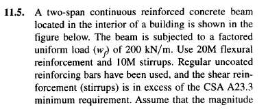 A two-span continuous reinforced concrete beam | Chegg.com