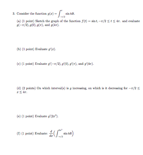 Solved Consider the function g(x) = integral_-pi/2^pi sin | Chegg.com
