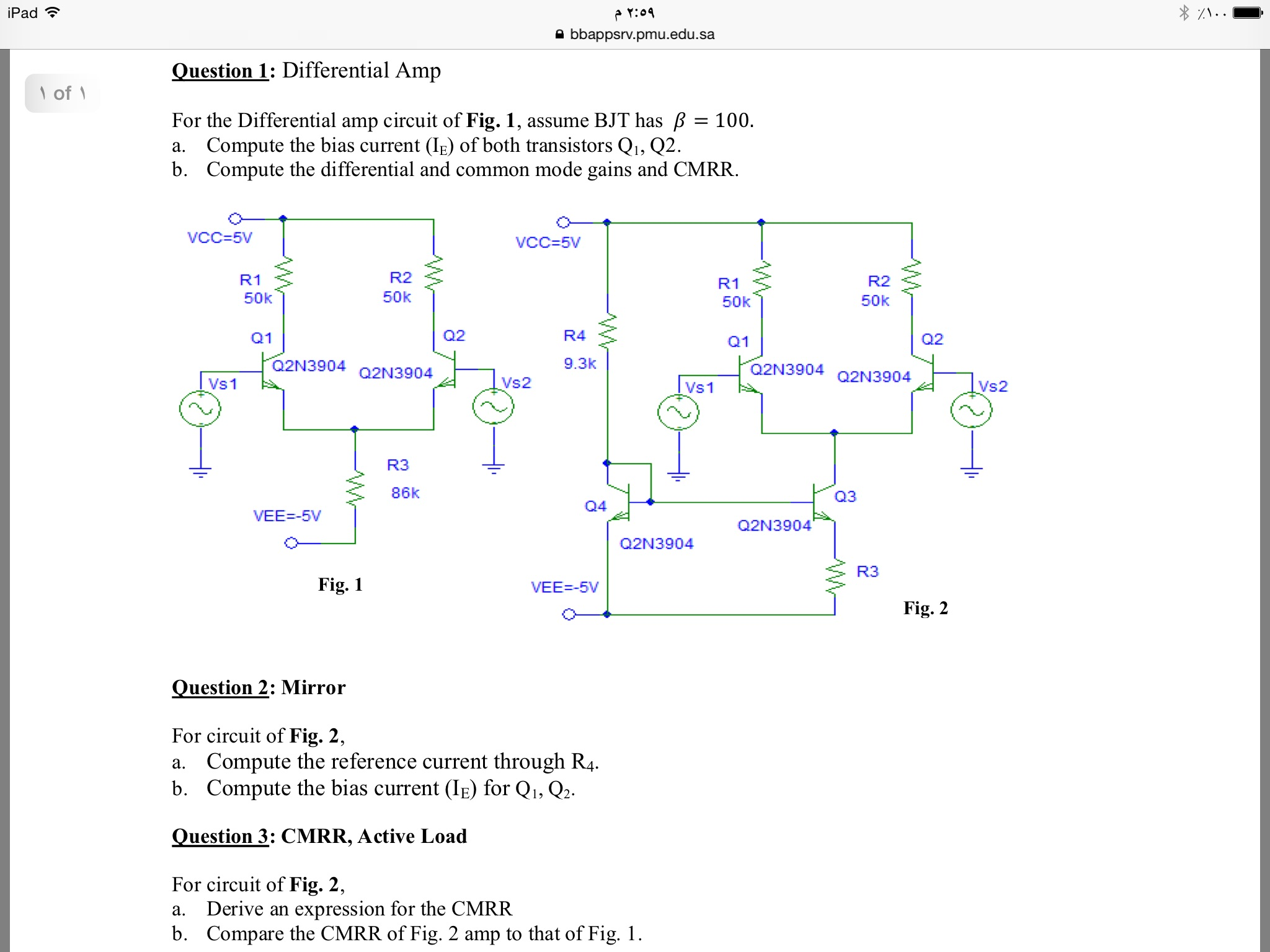 Solved iPad 1 of bbappsrv.pmu.edu.sa Question 1: | Chegg.com