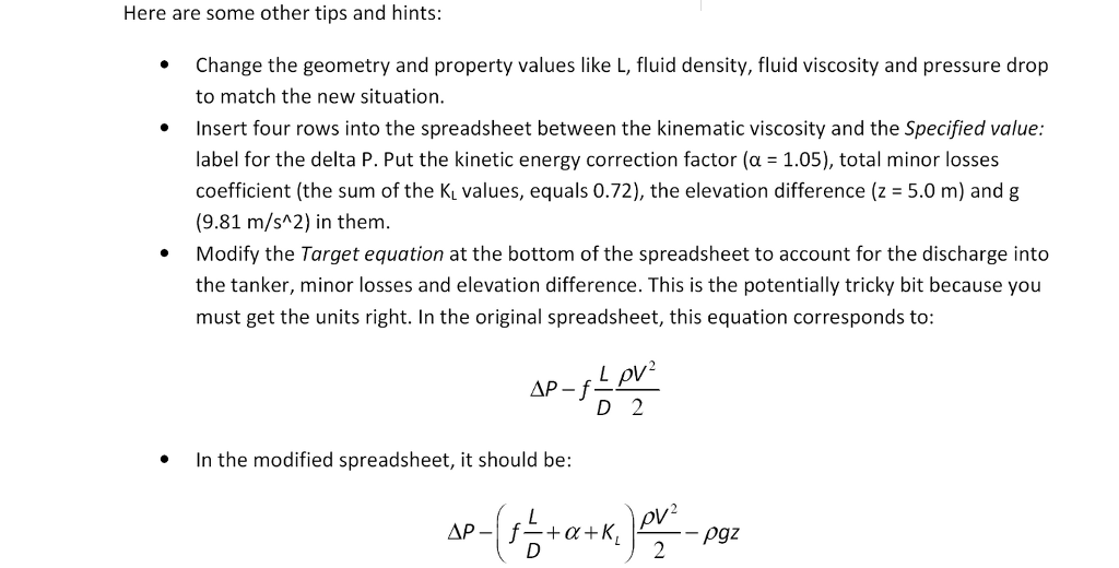 Solved Modify my Pipe Flow Example -Pressure Drop Given | Chegg.com