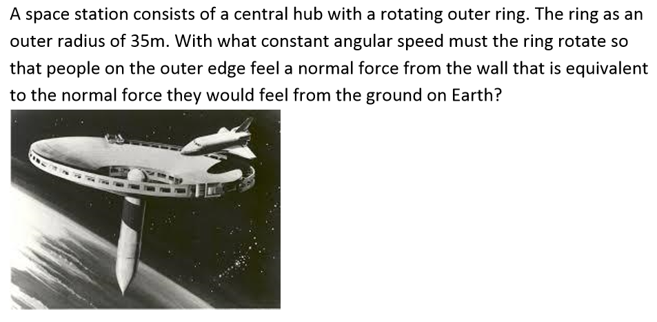 Solved A space station consists of a central hub with a | Chegg.com