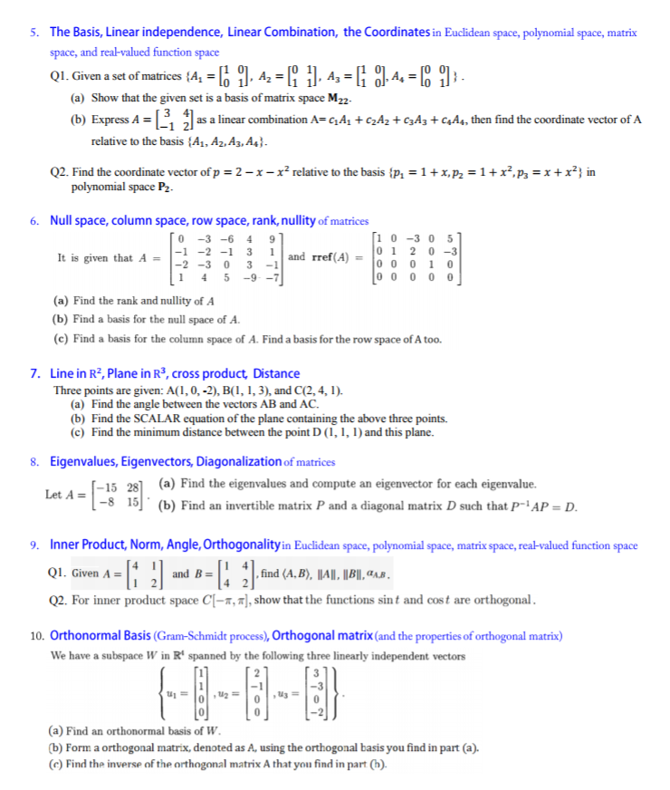 Solved The Basis, Linear independence, Linear Combination, | Chegg.com