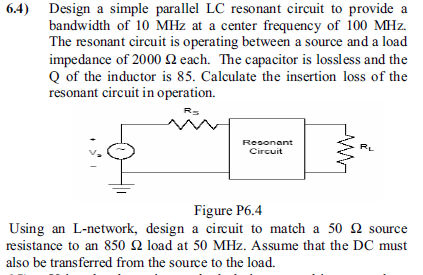 Solved Design a simple parallel LC resonant circuit to | Chegg.com