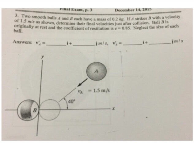 Solved Two smooth balls A and B each have a mass of 0.2 kg. | Chegg.com