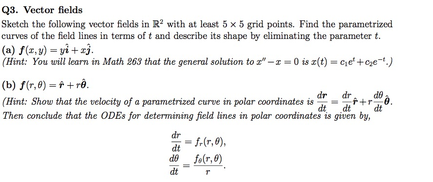 Solved Q3. Vector fields Sketch the following vector fields | Chegg.com