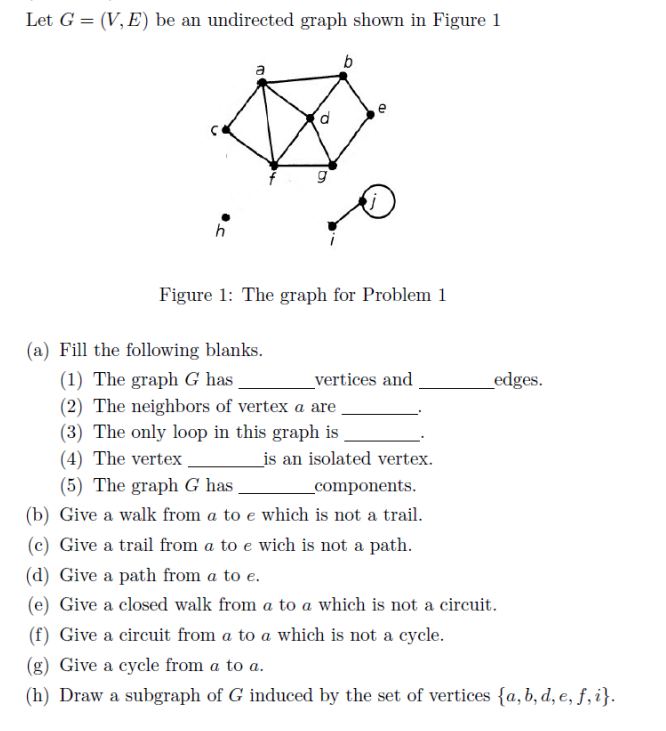 Solved Let G = (V, E) he an undirected graph shown in Figure | Chegg.com