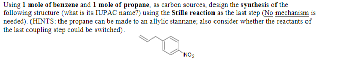 Solved Using 1 mole of benzene and 1 mole of propane, as | Chegg.com