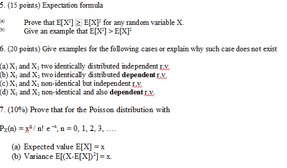 Solved Expectation formula [t) Prove that E[X2] |g E[X] for | Chegg.com