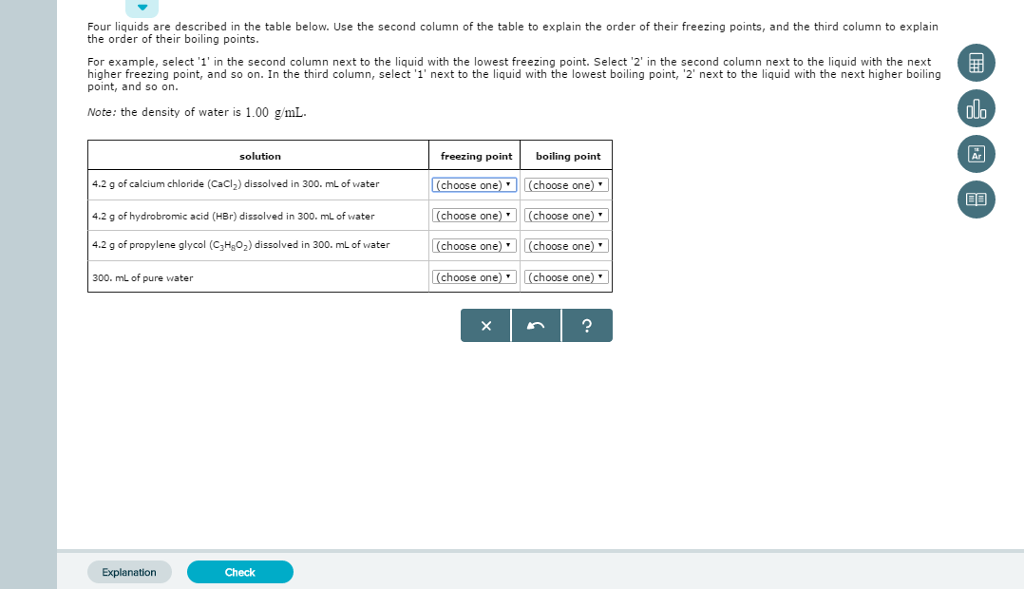 Solved Four liquids are described in the table below. Use | Chegg.com