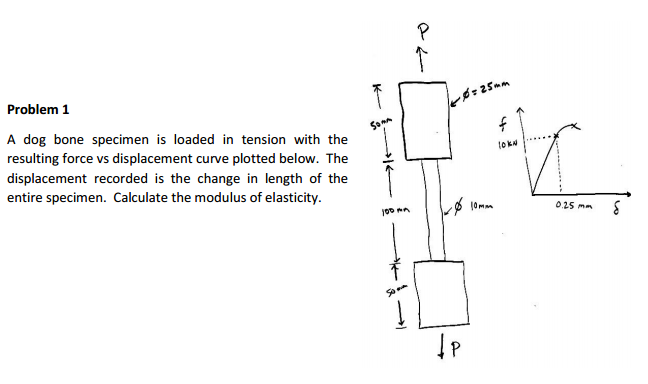 Solved Problem 1A dog bone specimen is loaded in tension | Chegg.com