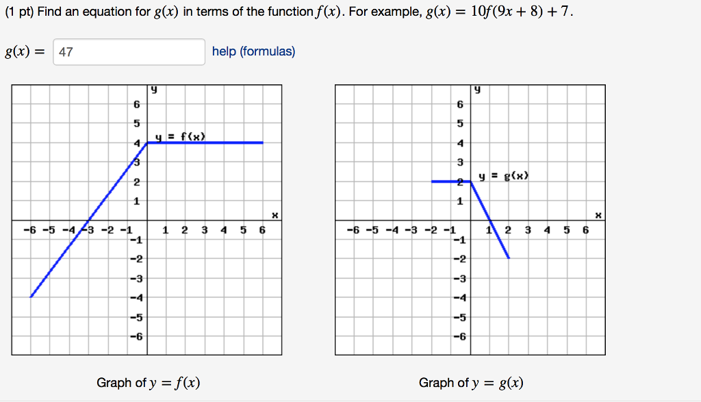 Solved Find an equation for g(x) in terms of the function | Chegg.com