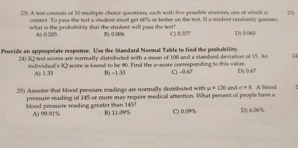 Solved 23) A test consists of 10 multiple choice questions, | Chegg.com