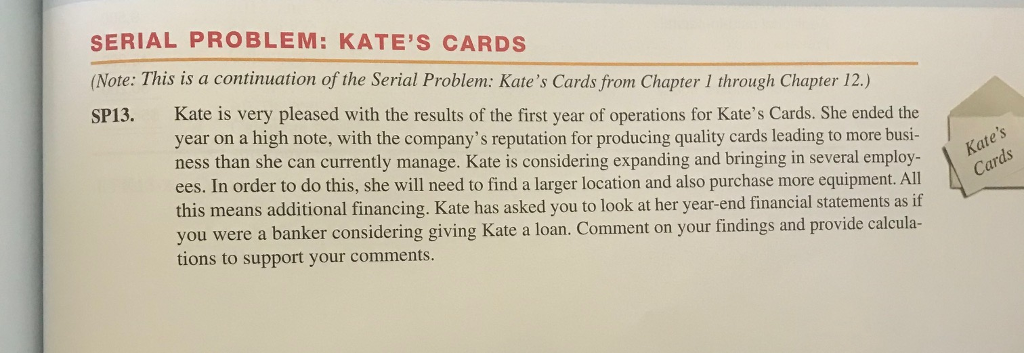 Solved SERIAL PROBLEM: KATE'S CARDS (Note: This is a | Chegg.com